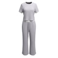 Bibifish Womens Matching Outfits Roll Cuff Short Sleeve Ribbed Knit ...