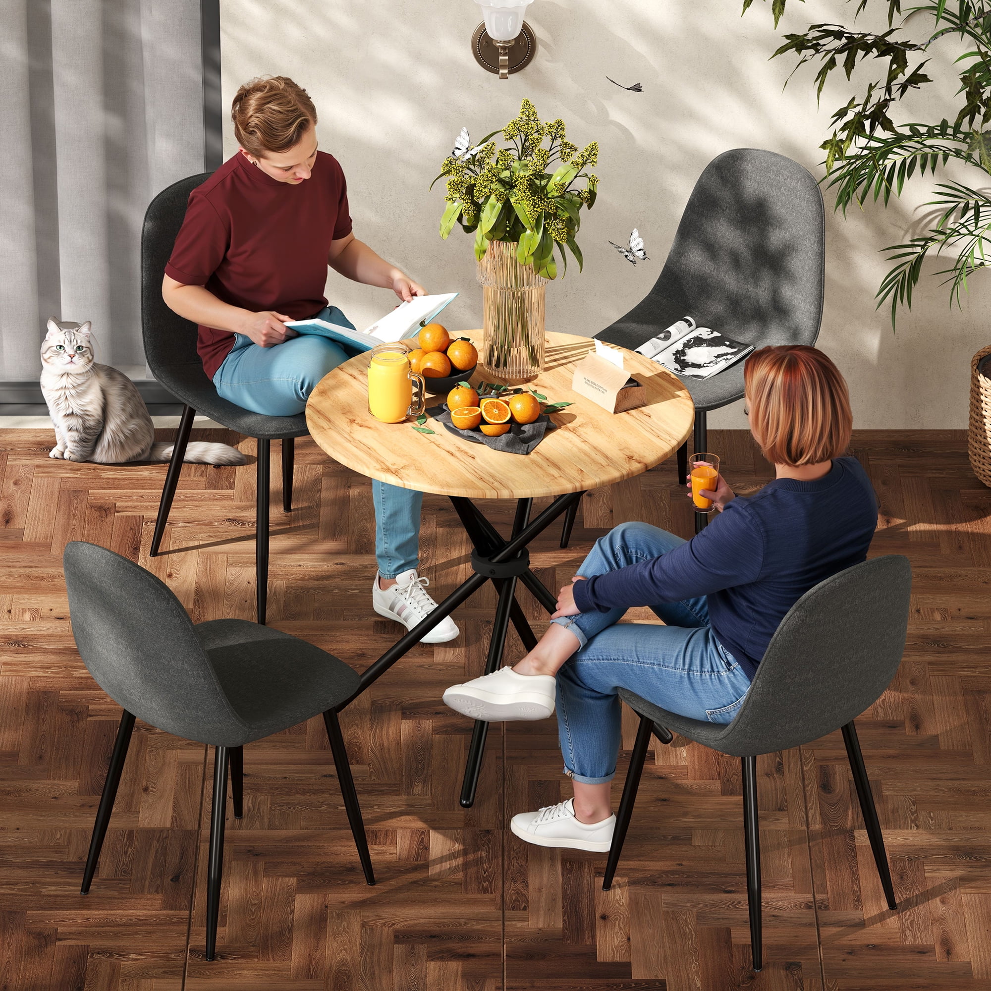 Click here for Homy Casa Set Of 4 Modern Dining Chairs With Metal... prices