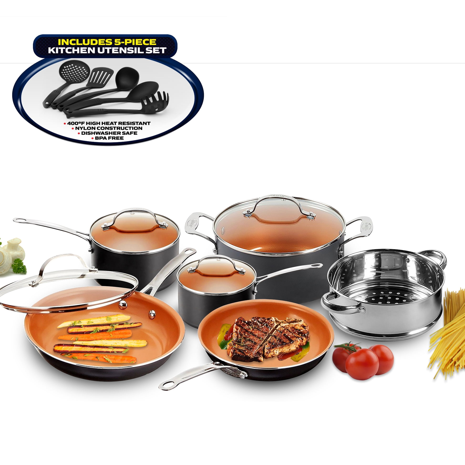 Gotham Steel Pots and Pans Set with Utensils Nonstick Cookware Set ...