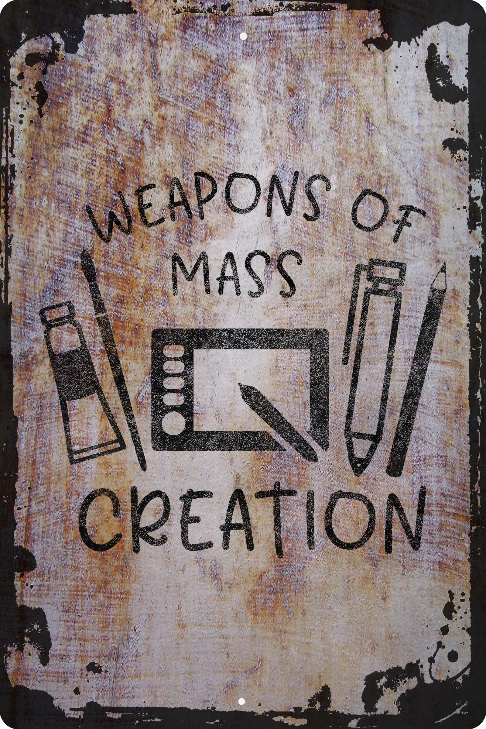 Weapons of mass creation art artist utensils create paint Beige Wall ...