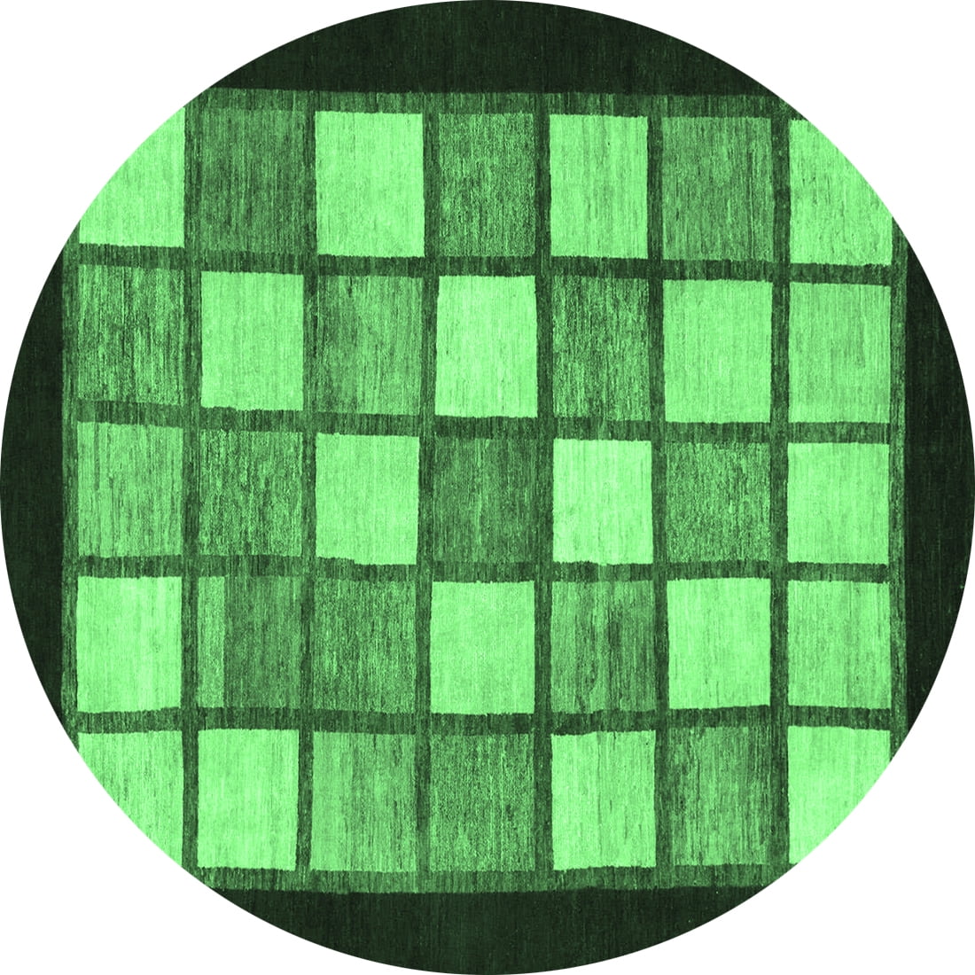 Ahgly Company Indoor Round Checkered Emerald Green Modern Area Rugs, 3 ...