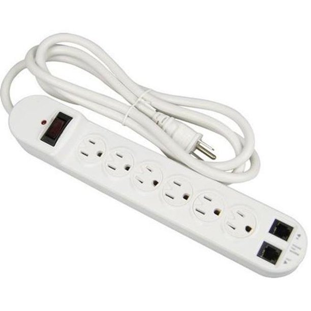 6 Outlet Surge Strip with Phone Line Protection 6 ft. 800J - Walmart.com
