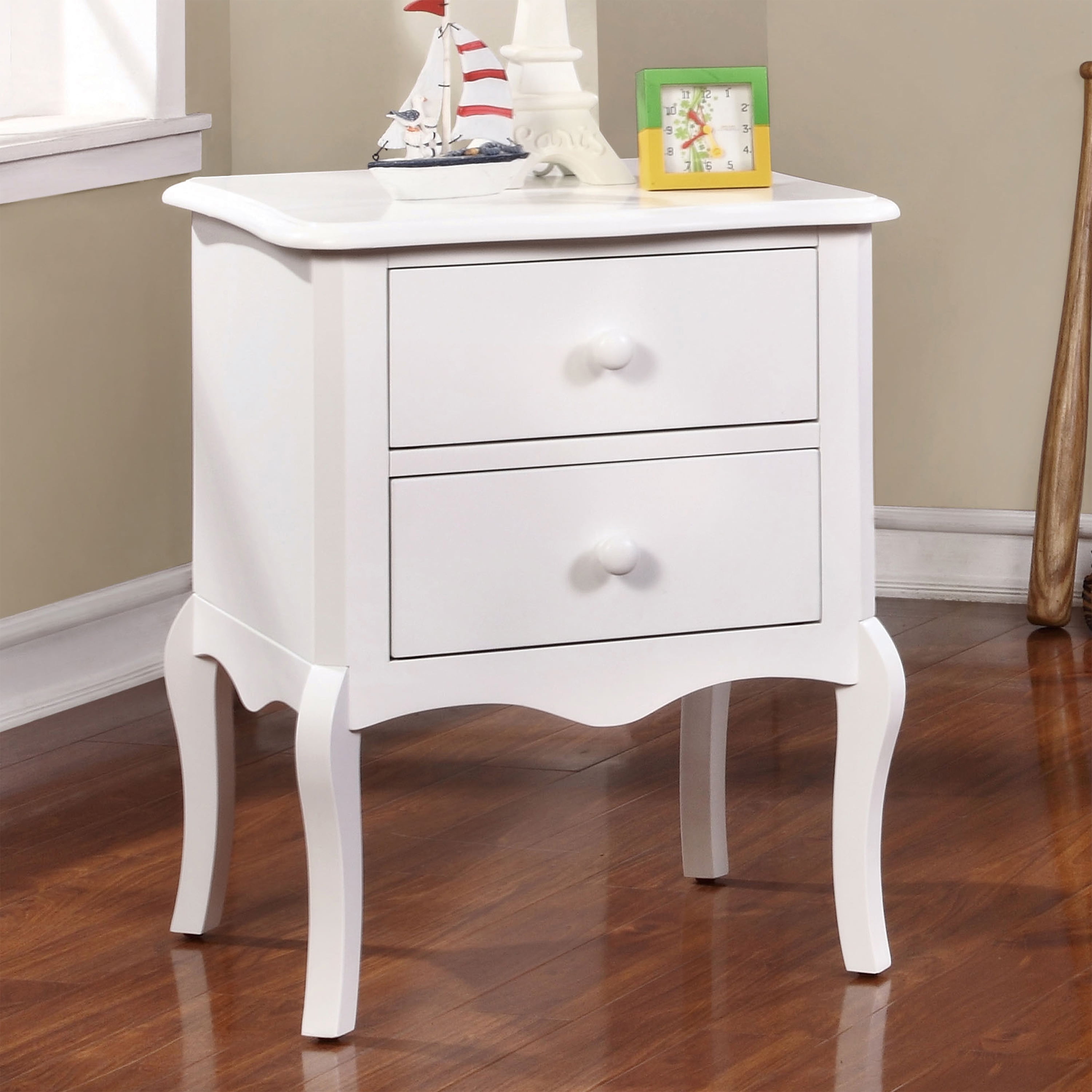 Furniture of America Roth 2-Drawer Nightstand, White - Walmart.com
