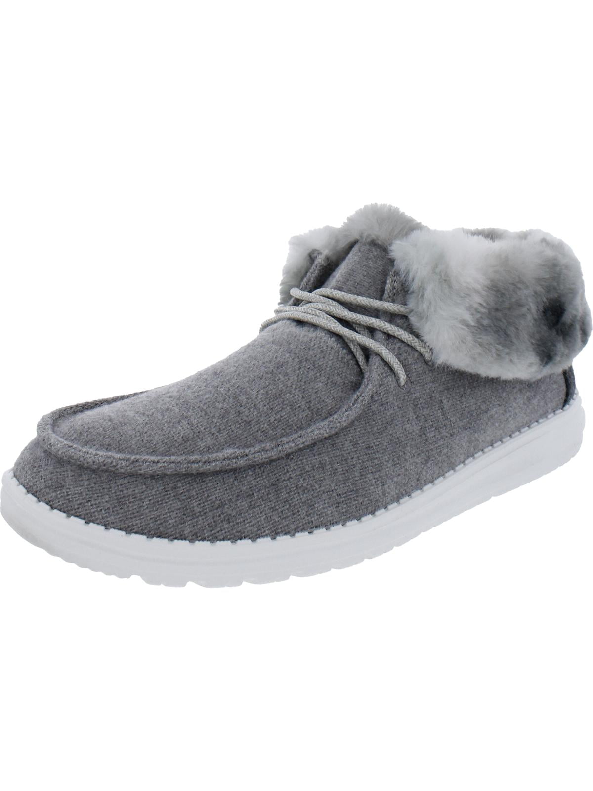 Hey Dude Womens Britt Canvas Faux Fur Booties - Walmart.com