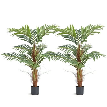 Gymax Large Indoor Potted 4FT Artificial Monstera Deliciosa Tree 2-Pack ...