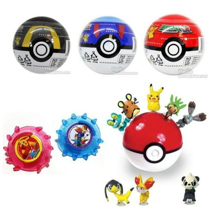 Pokemon Monster Ball Gift Set 1 Spinning Top Toy & 2 Miniature Figures ...