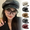 Agiufgs Beret Pu Leather Vintage, Octagonal Duckbill Design with Sun ...