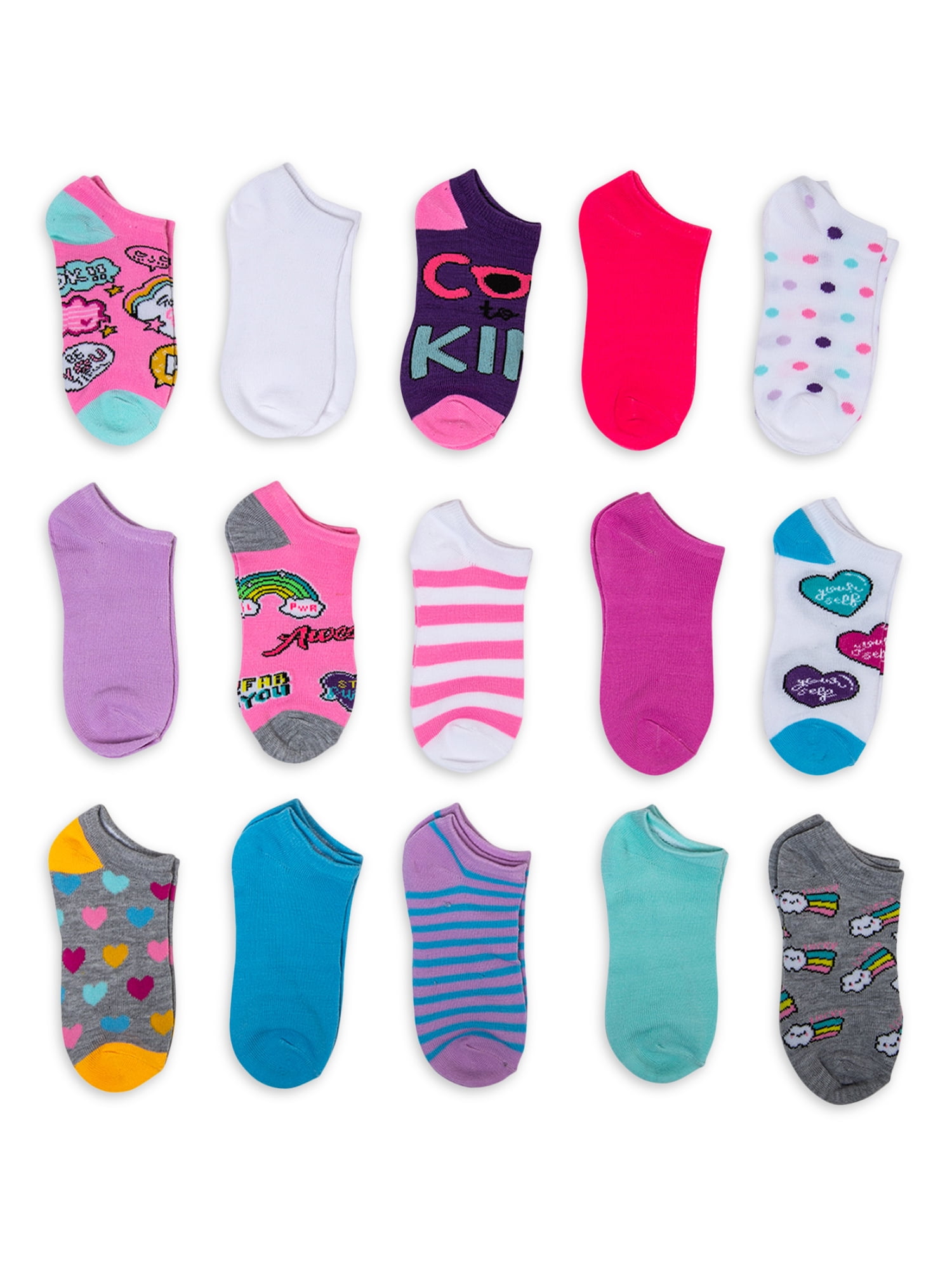 Wonder Nation Girls Socks, 15-Pack, Sizes S-L - Walmart.com