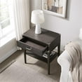 Bowery Hill Wood Drawer Nightstand Table with AC/USB Charger in Gray ...