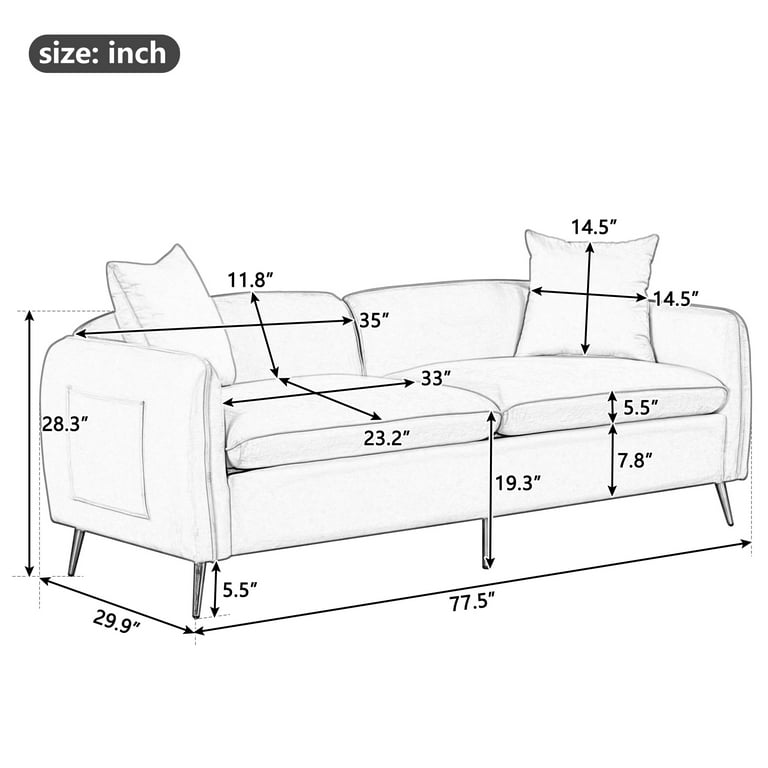 Sofa Width Depth Height | Baci Living Room