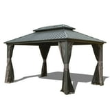 Domi Outdoor Gazebo à Toit Rigide 10x12 Pieds avec Toit Double en Acier ...