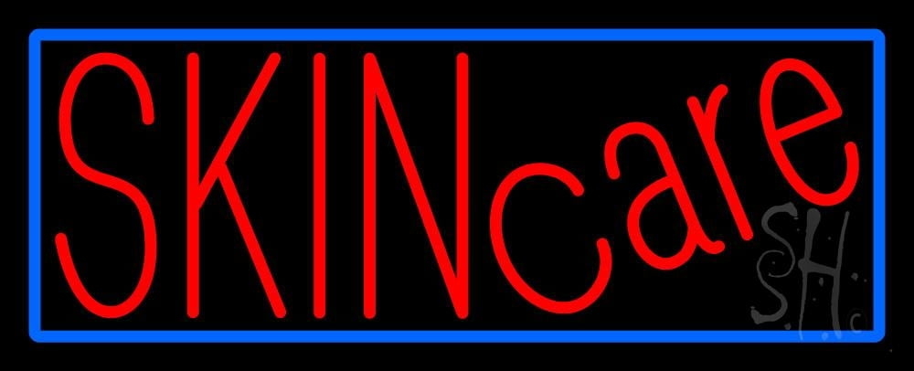 Red Skin Care LED Neon Sign 10 x 24 - inches, Black Square Cut Acrylic ...