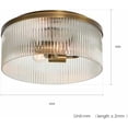 Farmhouse Gold Semi Flush Mount Ceiling Light - 16" Round Ribbed Drum ...