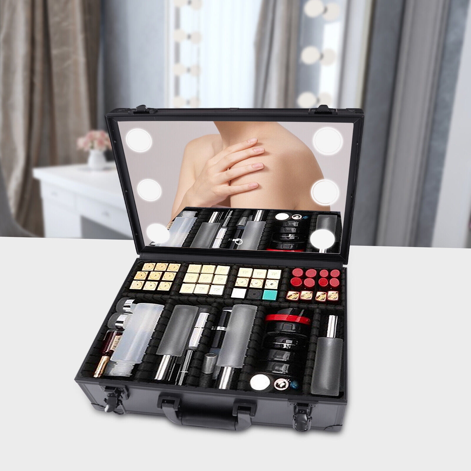 SHZICMY Modern Makeup Case Cosmetic Train Box Makeup Artist Organizer ...