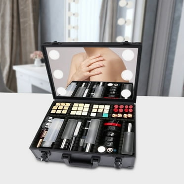 Makeup Train Case Bag Cosmetics Organizer Storage Box W/ Led Light ...