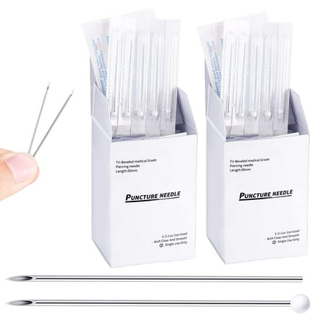 100 Pieces Disposable Piercing Needles Stainless Steel Ear Piercing ...