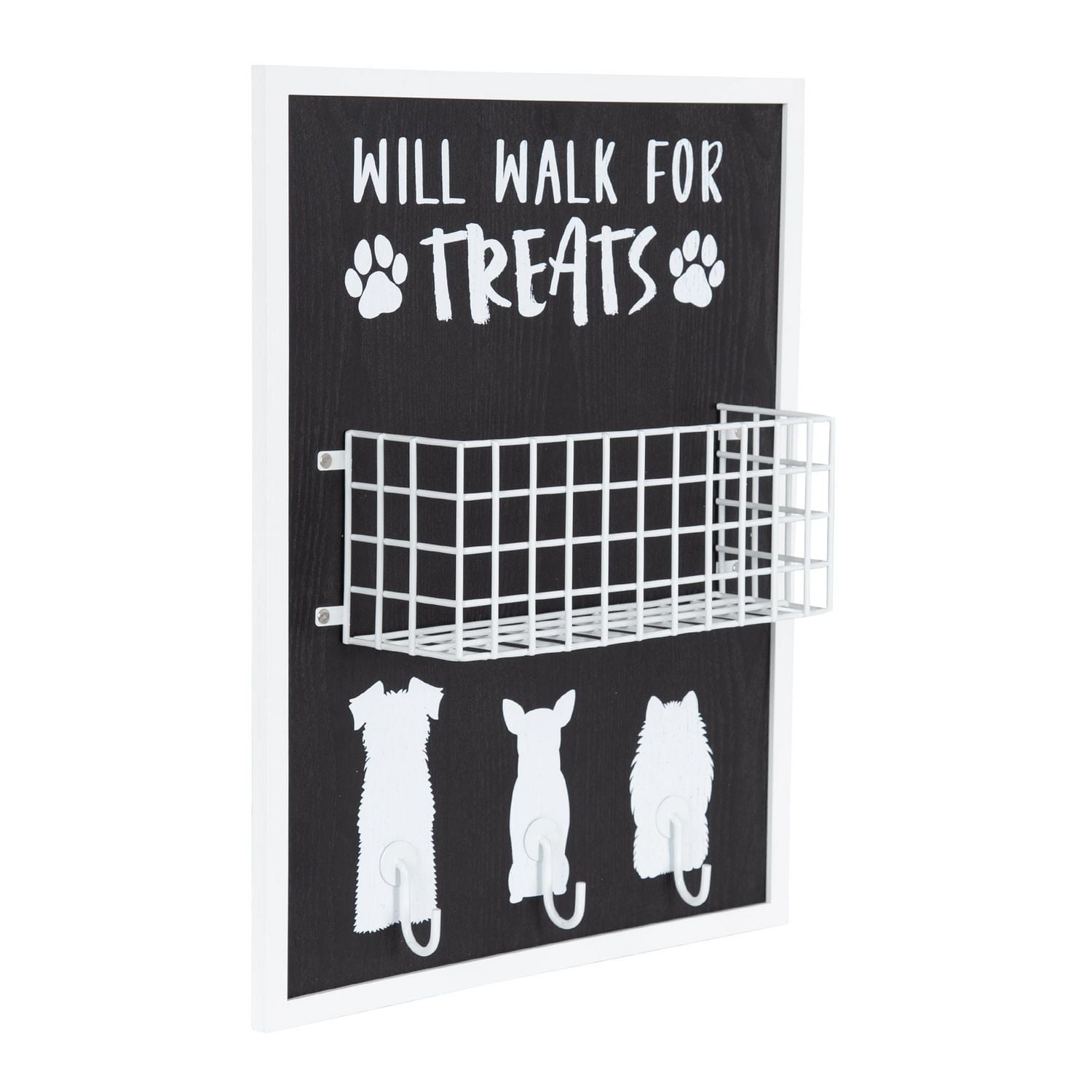 DesignOvation Pups 16" x 20" Wall Organizer with Basket and Hooks ...