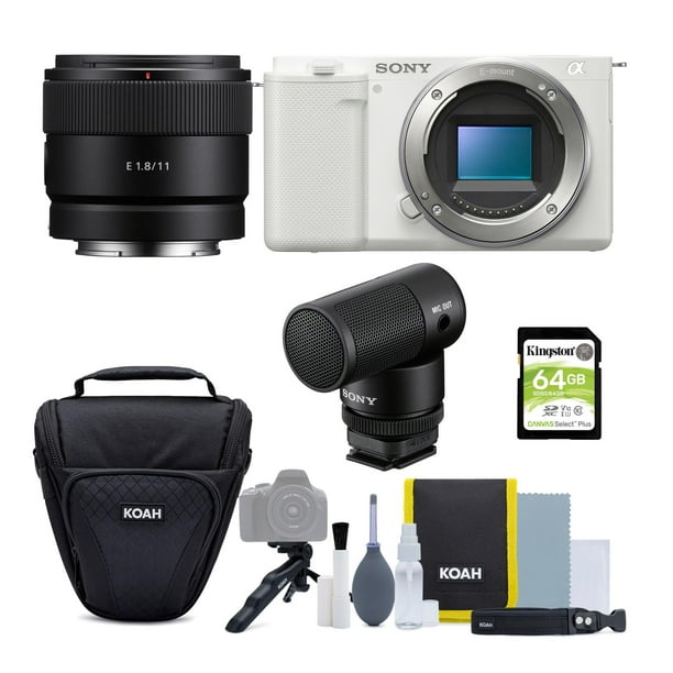 Sony Alpha ZV-E10 APS-C (White) with 11mm F1.8 Lens and Content Creator ...