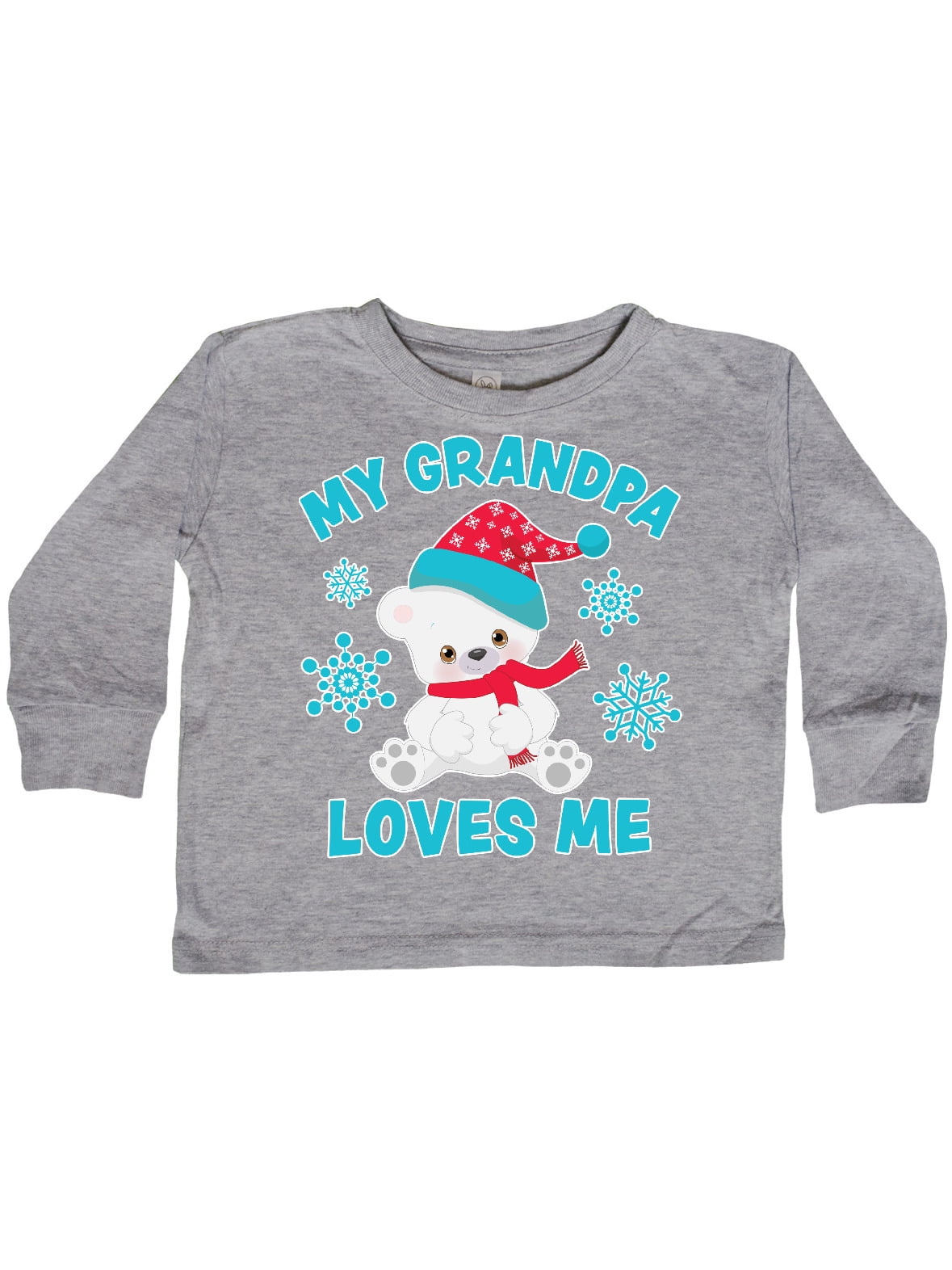 Inktastic Polar Bear My Grandpa Loves Me In Santa Hat With Snowflakes