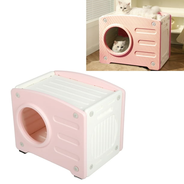 Outdoor Cat House, All Seasons Enclosed Rainproof Plastic Cat Shelter ...