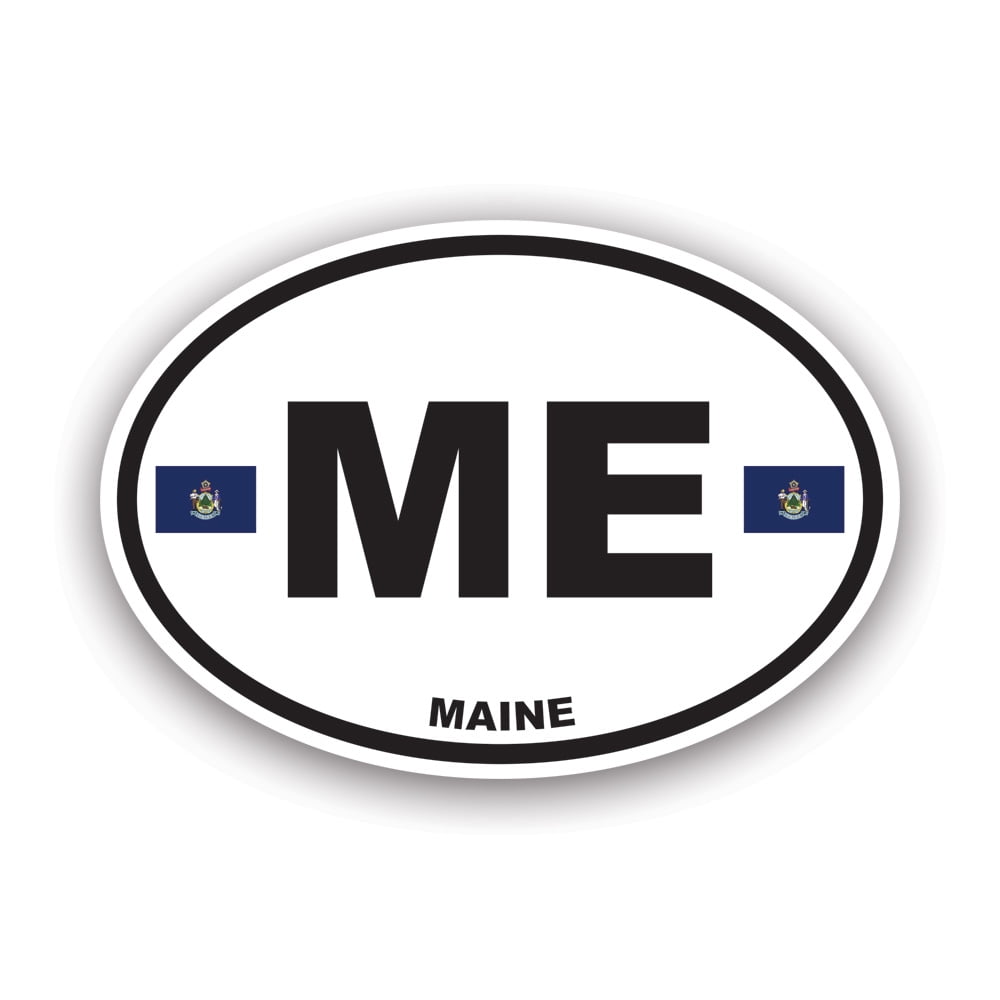 Maine Flag Oval Sticker Decal - Self Adhesive Vinyl - Weatherproof ...