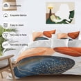 Abstract Boho Geometric Line Queen Size Bed Set,Ombre Navy Blue Burnt ...