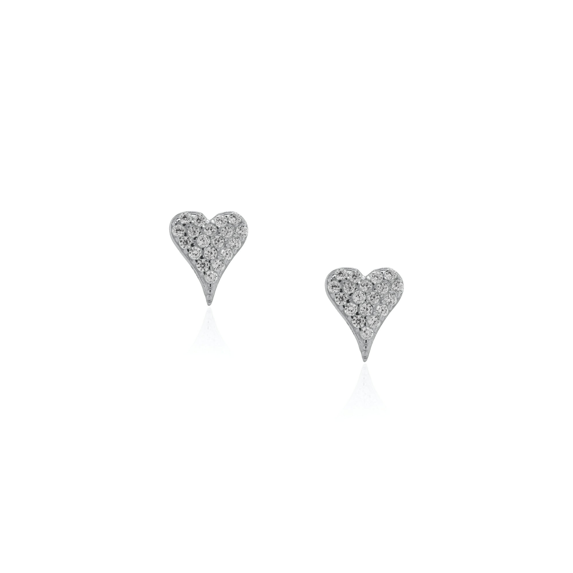 Click here for Mercie Sterling Silver Rhodium Plated Cz Heart Stu... prices