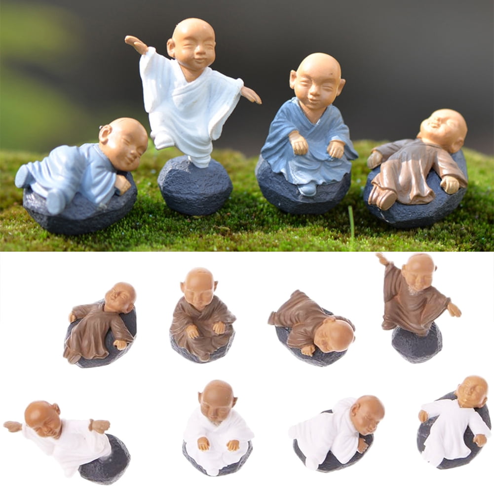 Cheers.US 4Pcs/Set Monk Statue Small, Little Monk Figurine Kung Fu ...