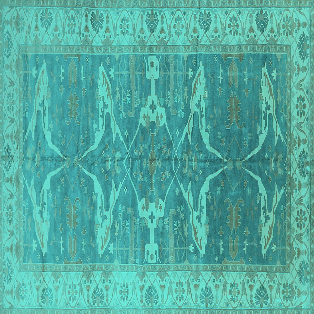 Ahgly Company Indoor Square Oriental Turquoise Blue Traditional Area ...