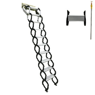 INTBUYING 11.5ft Wall-Mounted Attic Stair Loft Wall Ladder Al-Mg Alloy ...