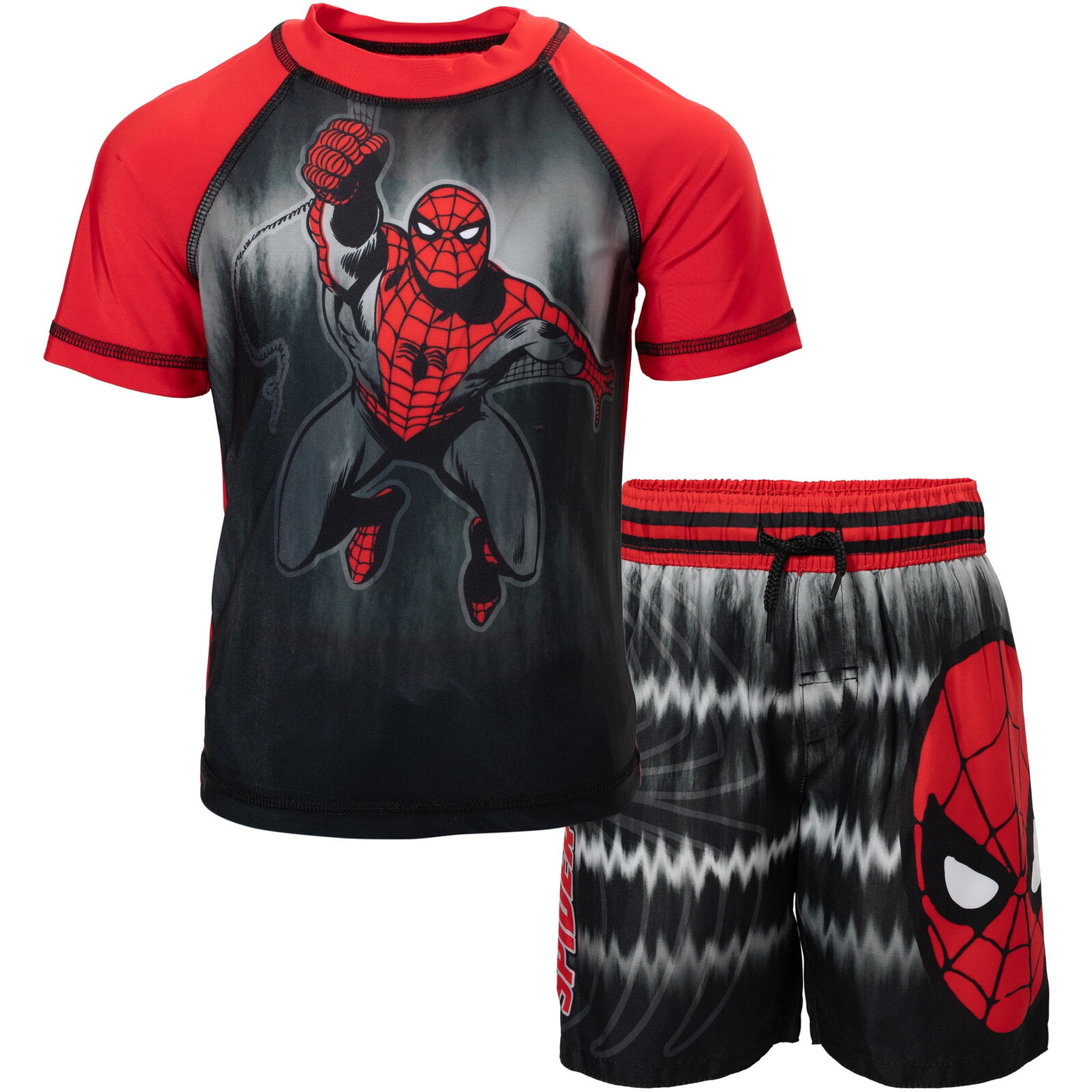 Marvel Avengers Spider-Man Little Boys Rash Guard and Swim Trunks ...