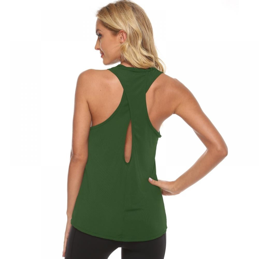 Pretty Comy Cross Backless Workout Tank Tops for Women - Running Muscle ...