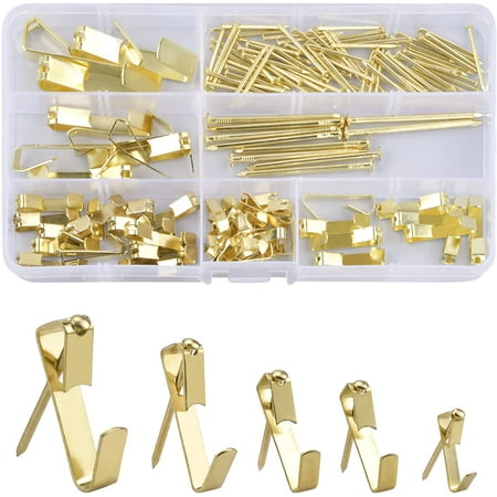 TILIYHELLO 130Pcs Picture Frame Hooks Picture Hanging Hooks with Metal ...