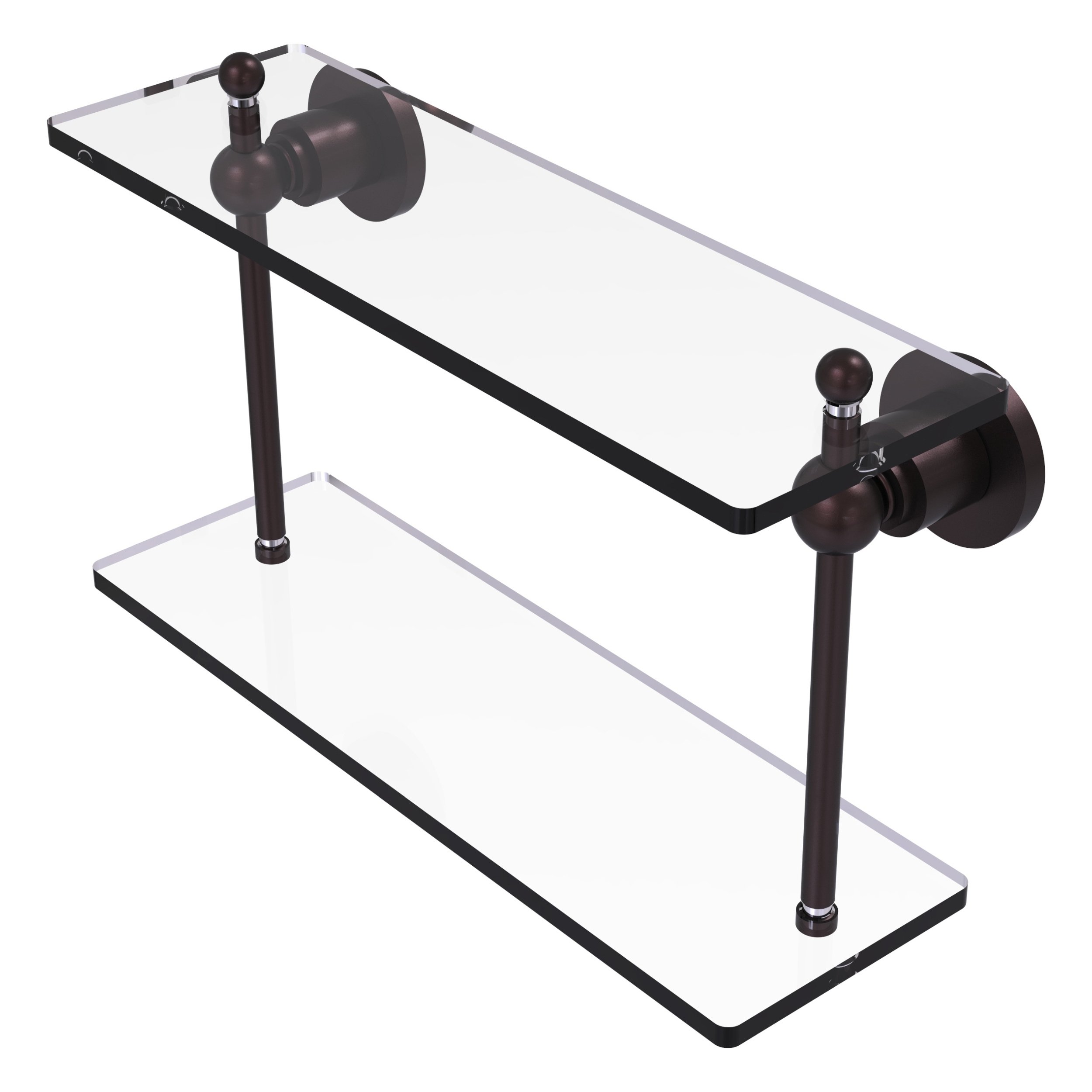Astor Place Two Tiered Glass Shelf - Antique Bronze / 16 Inch - Walmart.com