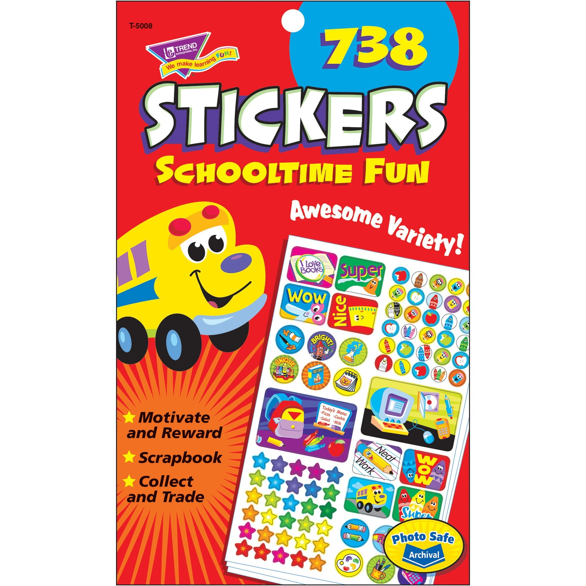 Trend, TEPT5008, Schooltime Fun Sticker Pads, 738 / Pad - Walmart.com ...
