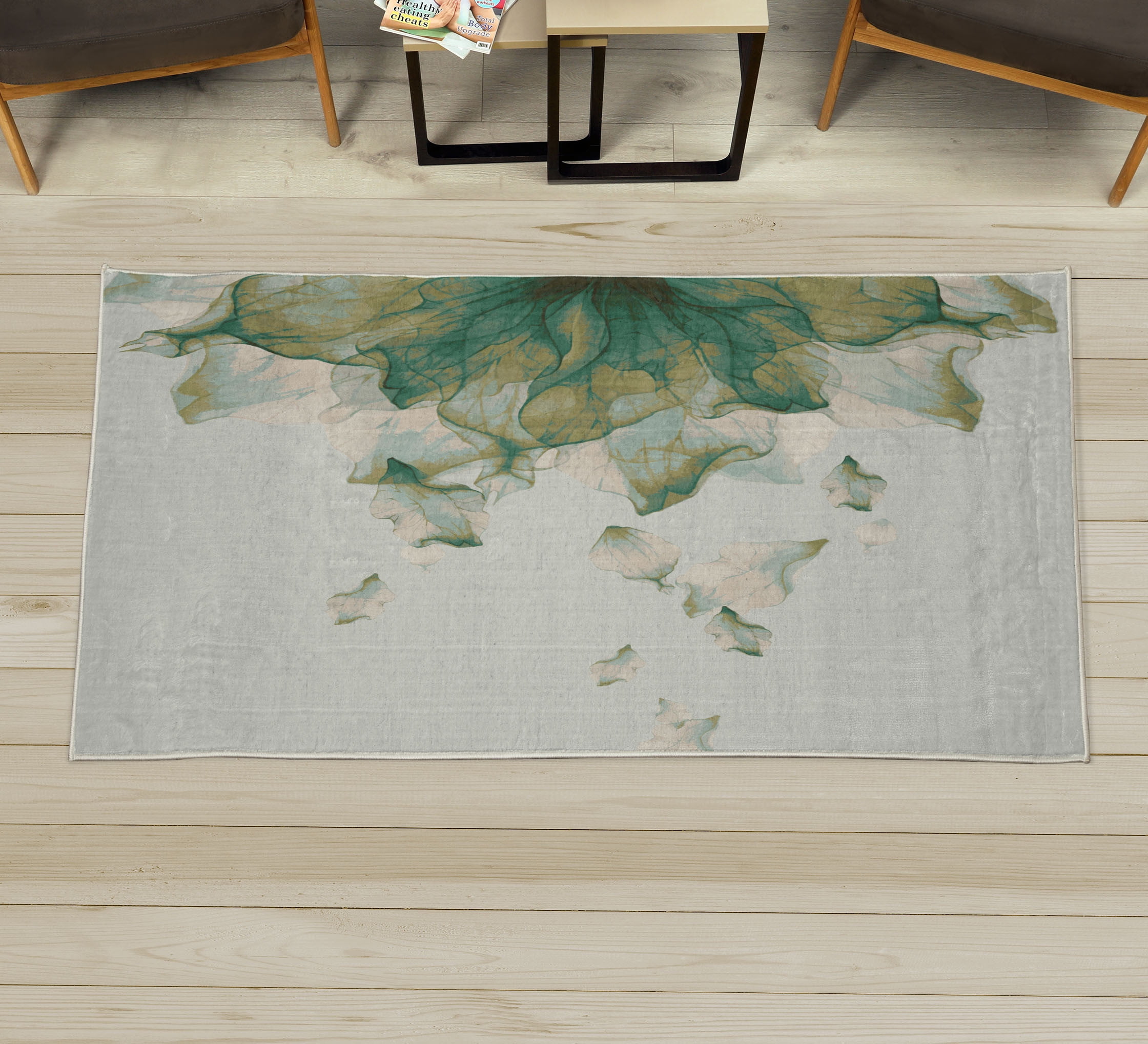 Flower Decorative Rug, Abstract Themed Modern Futuristic Image with ...