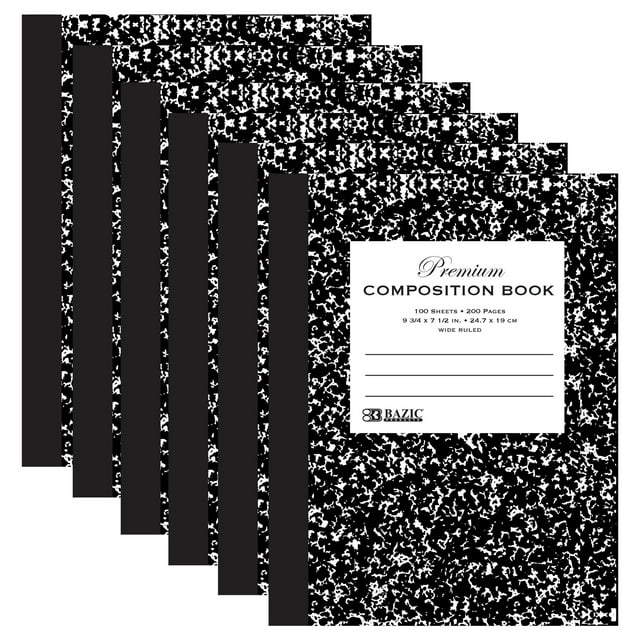 BAZIC Composition Book Wide Ruled 100 Sheet, Premium Black Marble ...