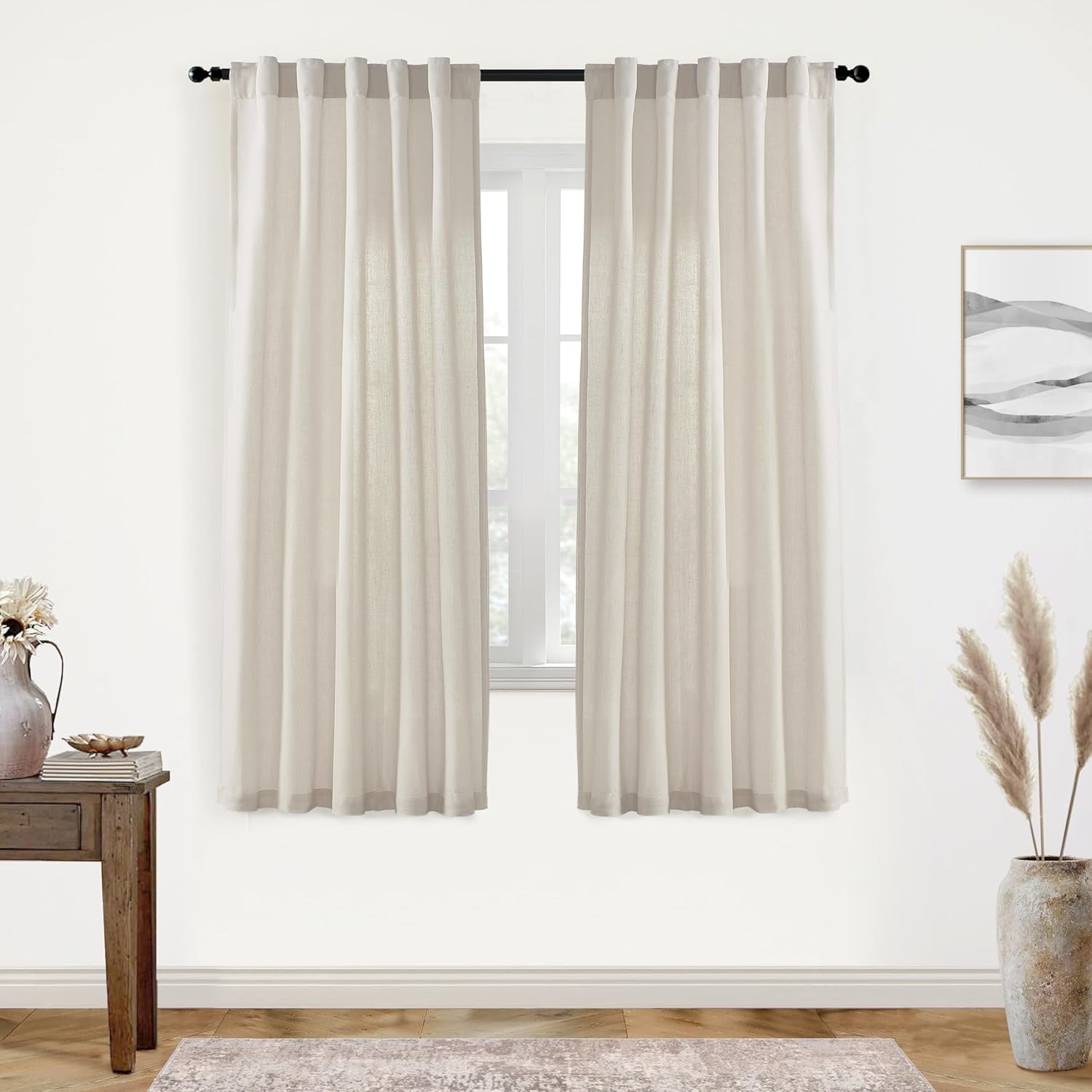 Extra Wide Curtain Semi-Sheer Full Length Curtain for Living Room ...