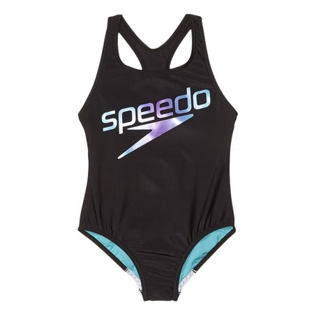 Speedo Kids Girl's Speedo Logo One-Piece (Big Kids) Speedo Black 12 Big ...