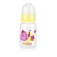 Nuby Baby Bottle, 4oz Clear Printed, Silicone Medium-Flow Nipple ...