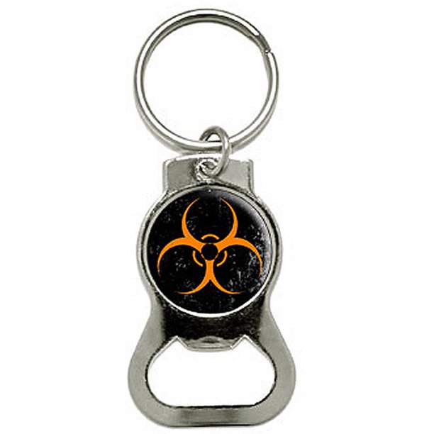 Biohazard Warning Symbol Orange Zombies Distressed Bottle Cap Opener ...