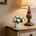 Artificial Potted Rose Mini Floral Arrangement in White Square Pot 3 ...