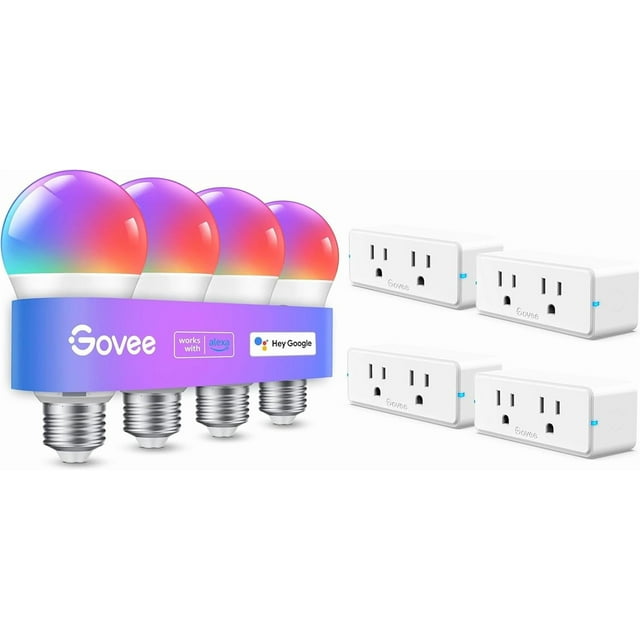 A19 Smart Light Bulbs H6008 800 Lumen 4 Pack Bundle with Dual Smart ...