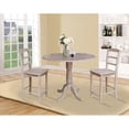 42" Round Pedestal Gathering Height Table with 2 Counter Height Stools ...