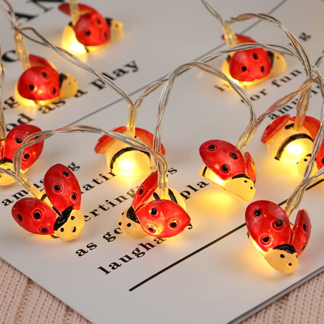 Cute Red Ladybug Shape Fairy Lights - 6.6 ft 20 LED String Light ...