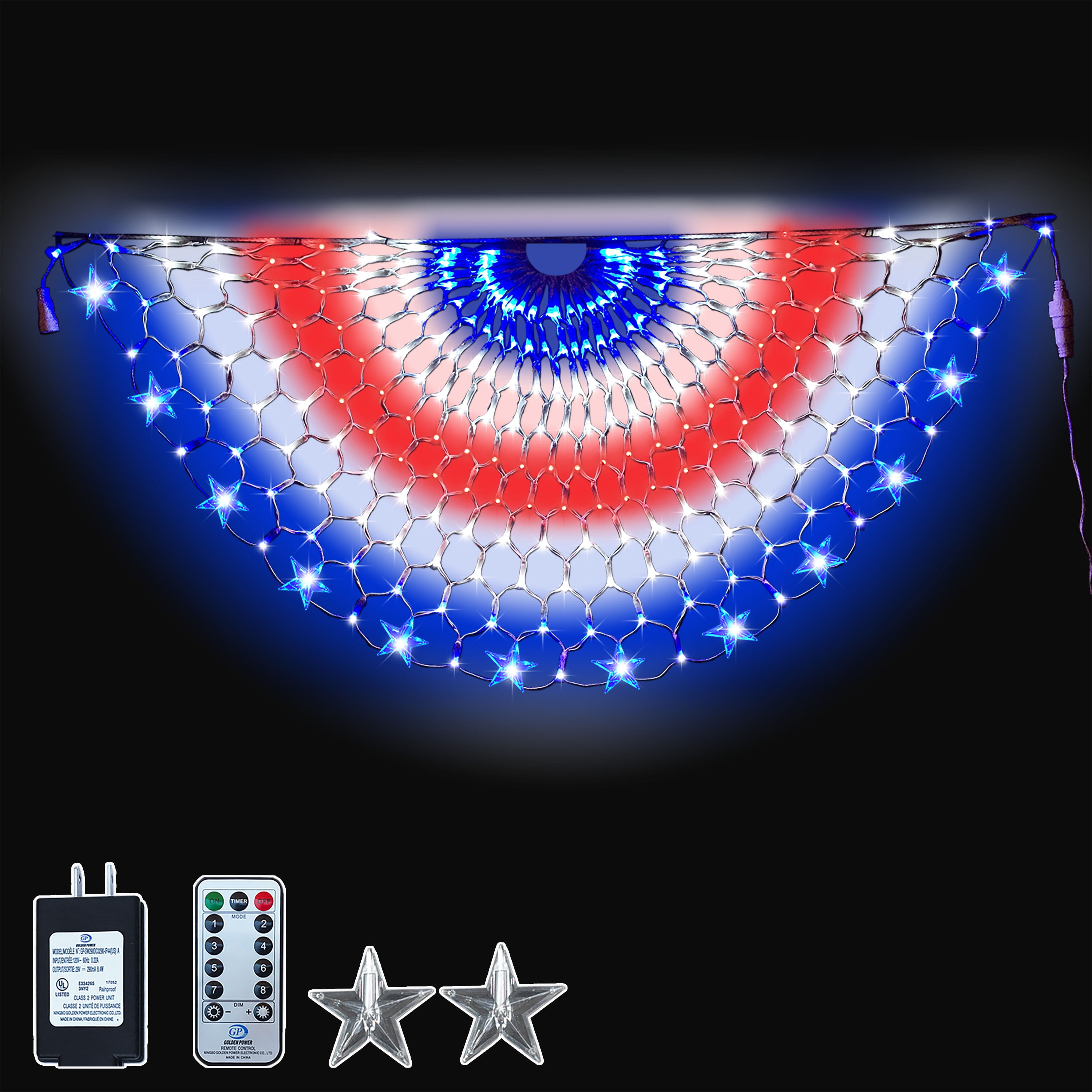 Russell Decor Patriotic American Flag Curtain Lights Independence Day ...