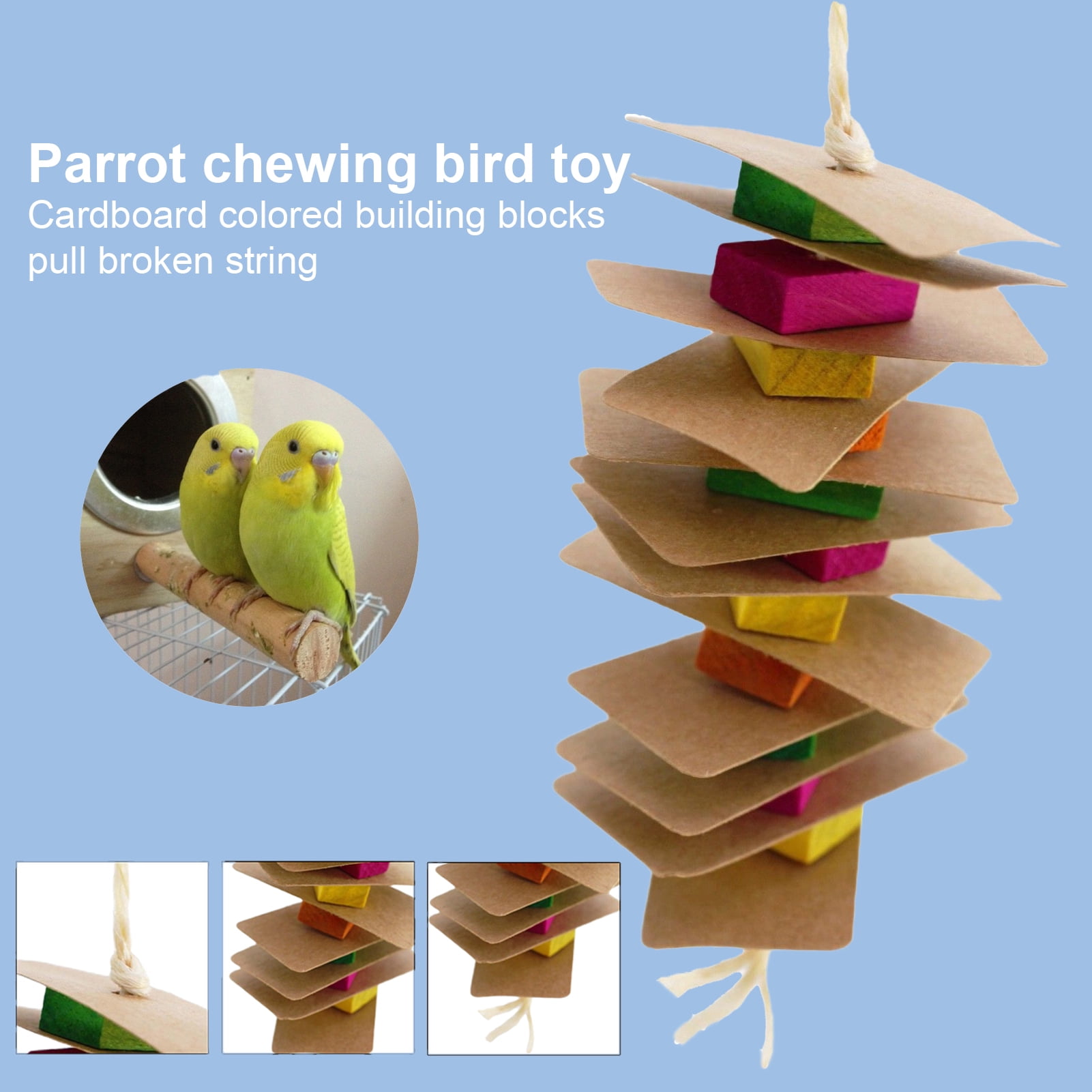 Parrot Cage Toy Multi-color Bite Resistant Wooden Cardboard Block ...