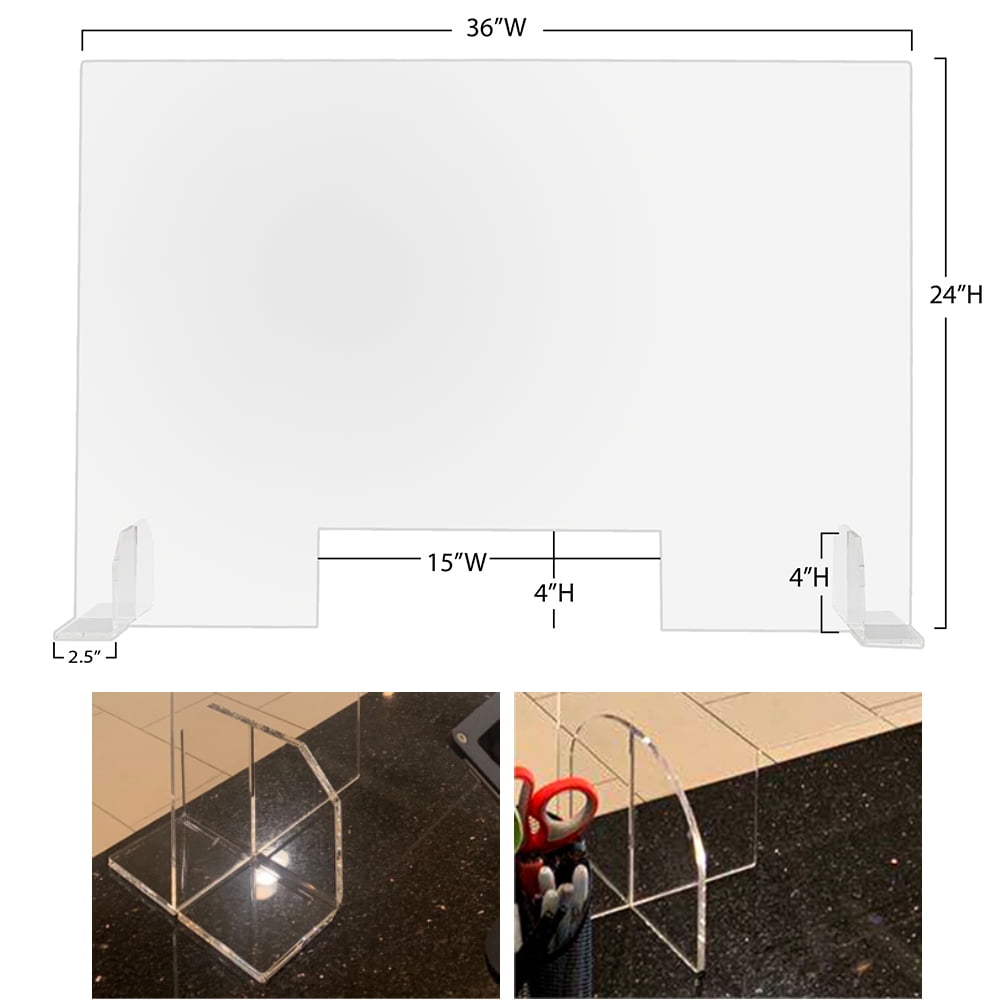 Protective Acrylic Sneeze Guard 24”x36”W - Cough & Respiratory Droplet ...