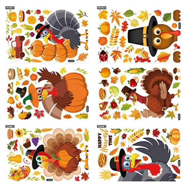 Thanksgiving Window Clings Stickers Holiday Turkey Cling Compatible ...