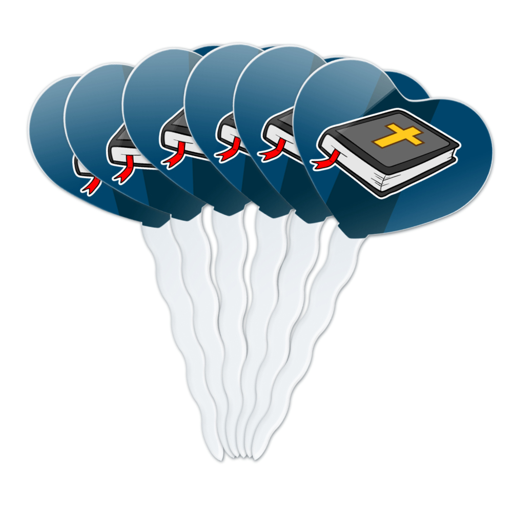 Bible with Cross Christian Religious Heart Love Cupcake Picks Toppers ...